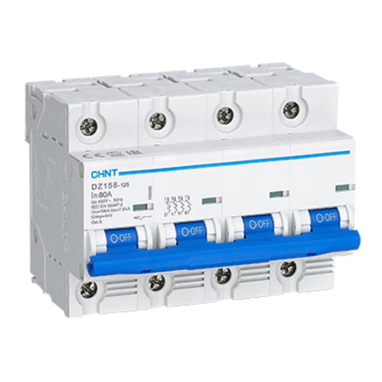 Interruptor termomagnetico MCCB 4p 125A,10kA DZ158-125 4P 125A 10KA ...