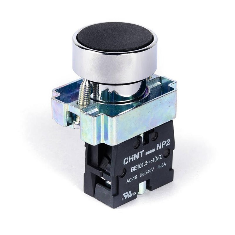 Pulsador plano negro, metalico, contacto modular 1NA, IP40 NP2-BA21 - Vipac: Productos ...