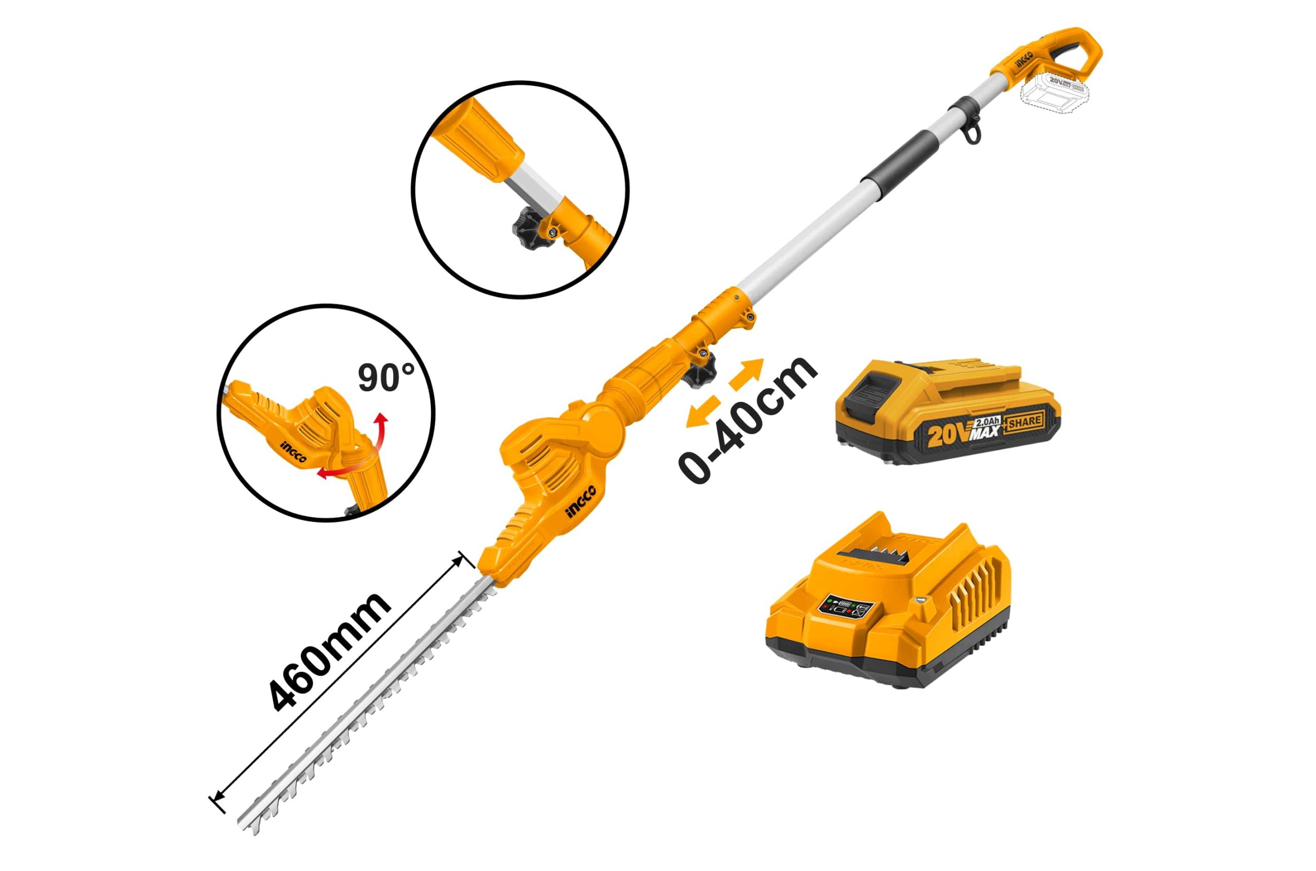 CORTASETO CON PERTIGA + BAT 2AH Y CARG NORMAL 20V/460MM INGCO ...